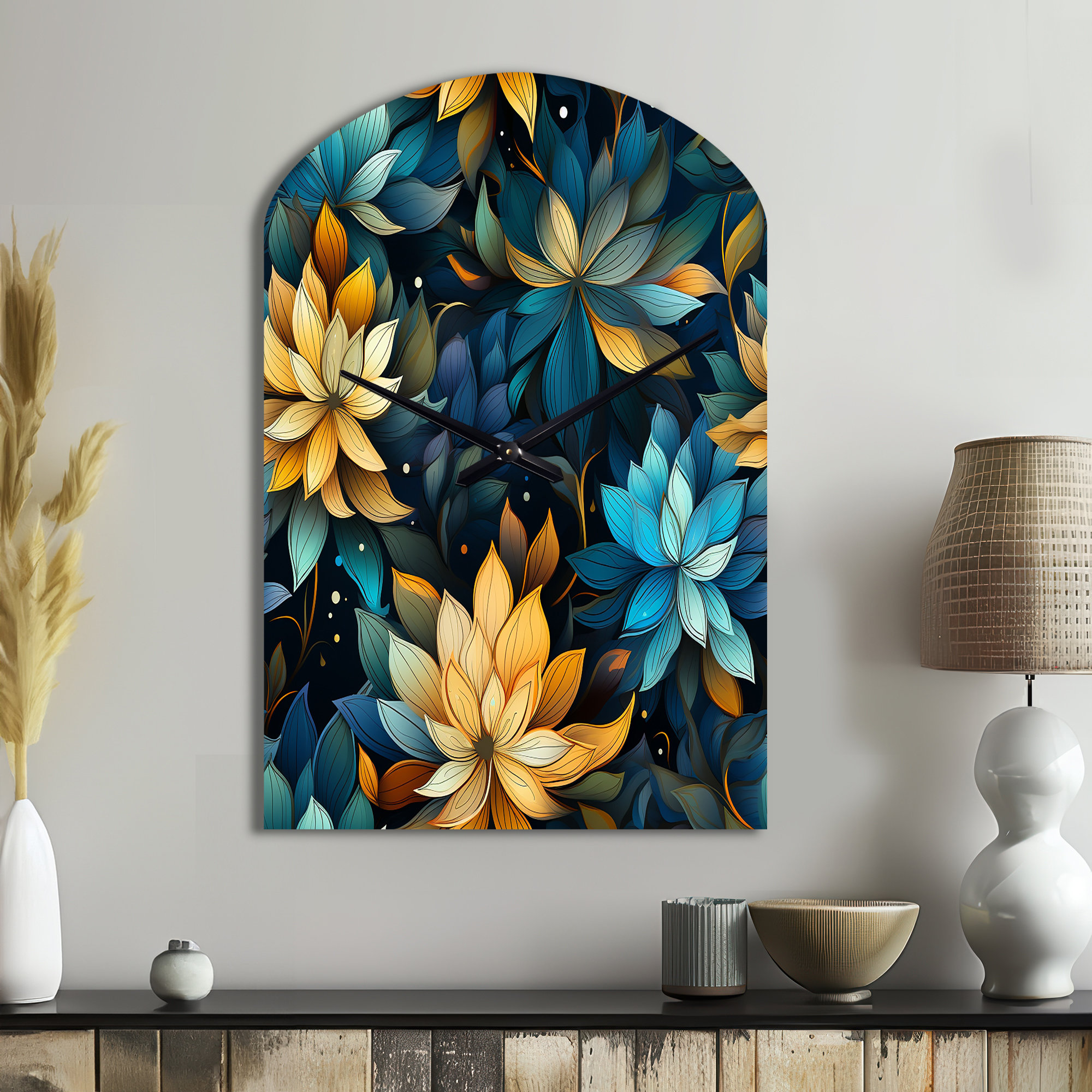 Design Art Natures Meditation - Arch Shape Blue Wall Clock Sculpture ...