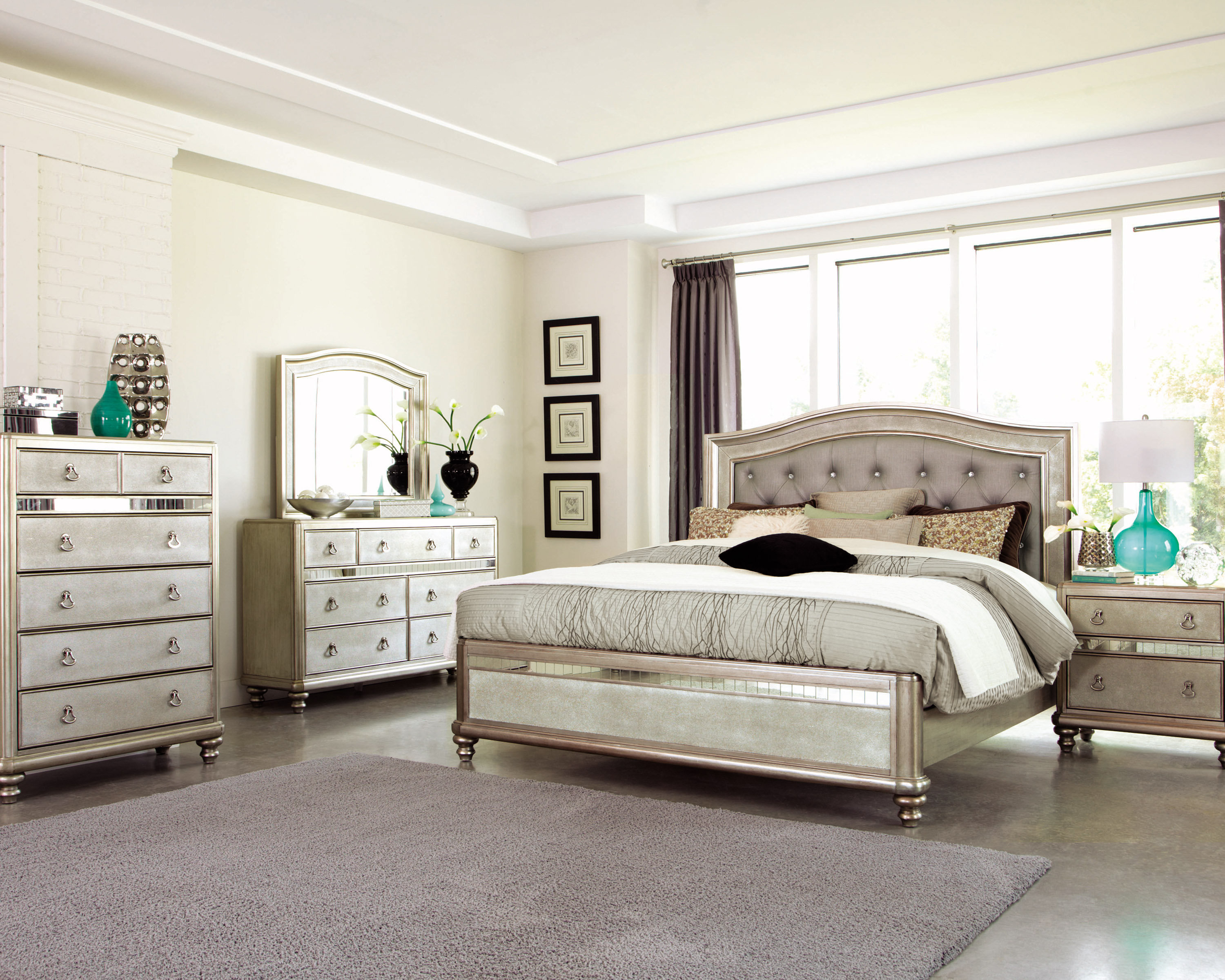 Rosdorf Park Stutz 5 Piece Bedroom Set in Metallic Platinum - Wayfair ...