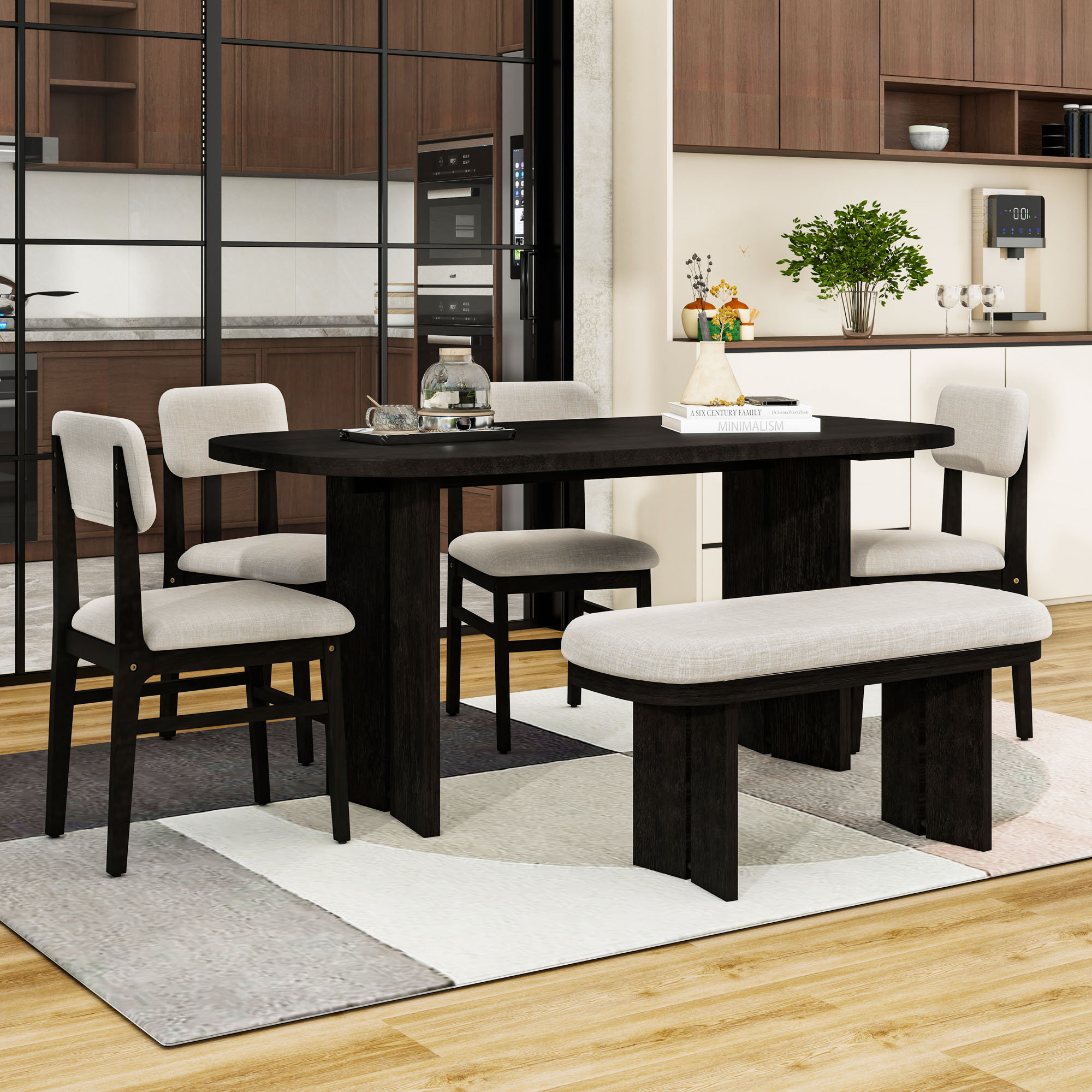 George Oliver Modern Farmhouse Dining Set with wood Table and Chairs ...