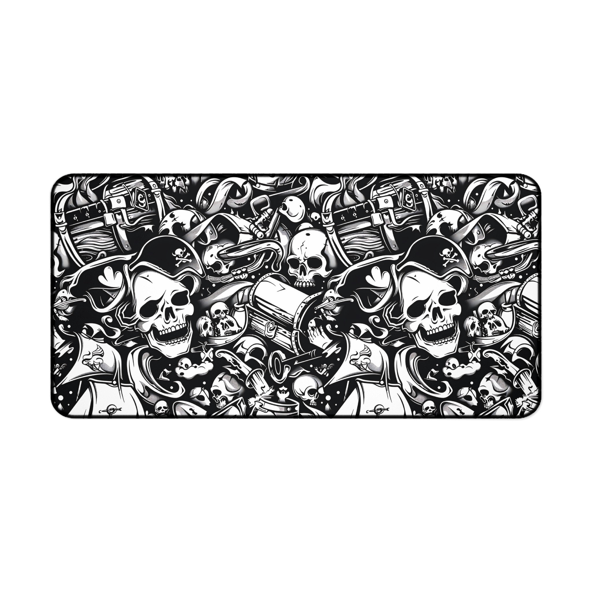 East Urban Home Pirate Skull Mouse Mat, Black and White Mousepad ...