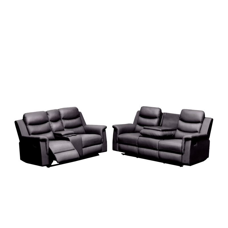 Ebern Designs Monsey Modern Sofa Reclining Loveseat With Middle Console ...