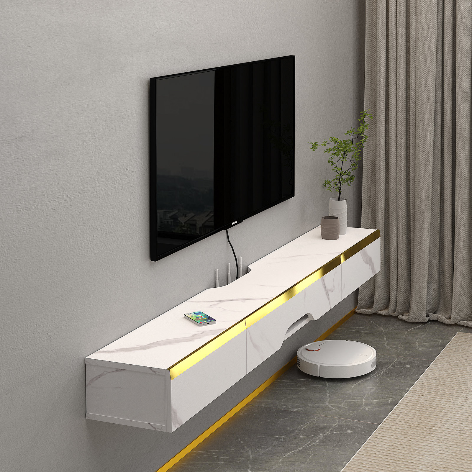 Mercer41 Miroslav Floating TV Stand for TVs up to 70" - Wayfair Canada