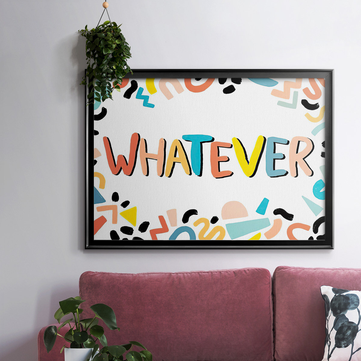 Highland Dunes 90s Phrases Whatever IV Framed On Canvas Print | Wayfair