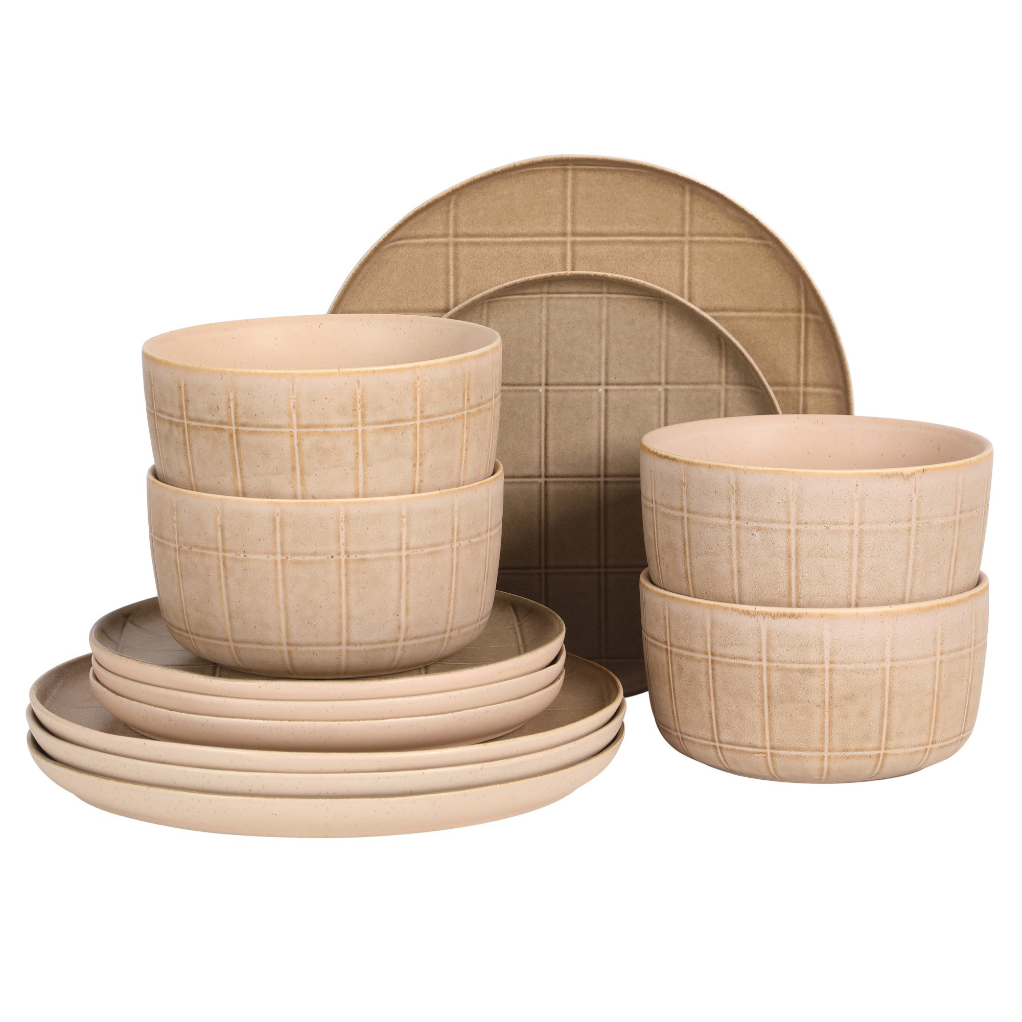 Gibson Elite Gisbon Elite Milano Lines 12 Piece Plates and Bowls ...