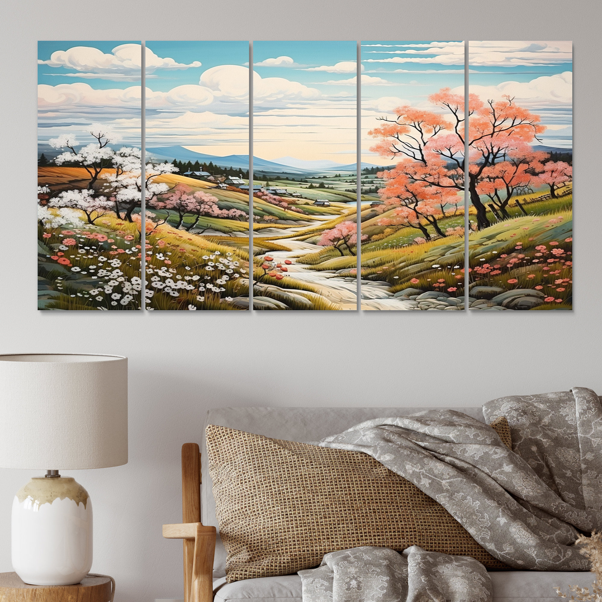 Millwood Pines Countryside Early Spring Landscape V On Canvas 5 Pieces ...