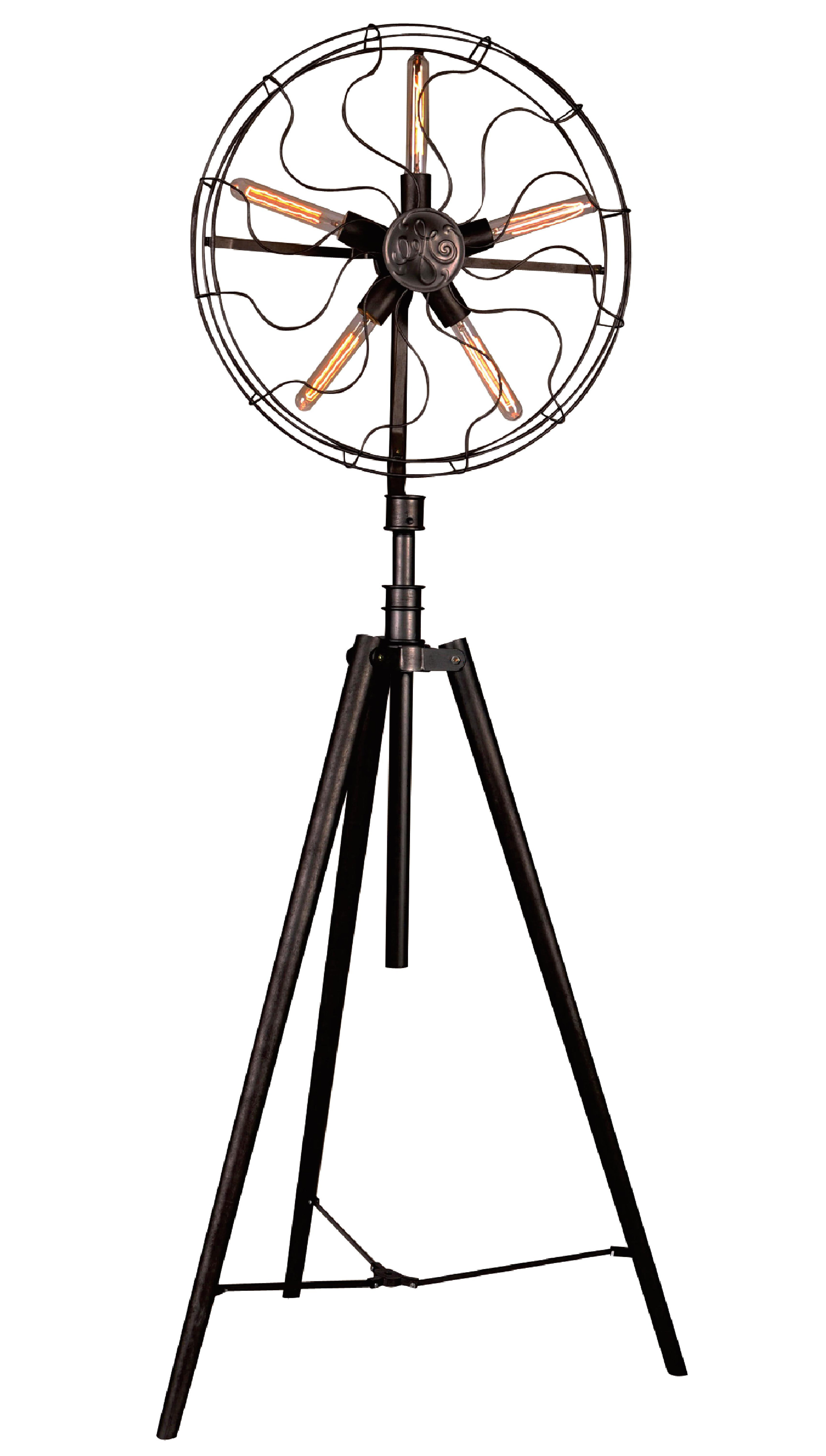 17 Stories Hannah Rustic Fan Tripod Floor Lamp | Wayfair