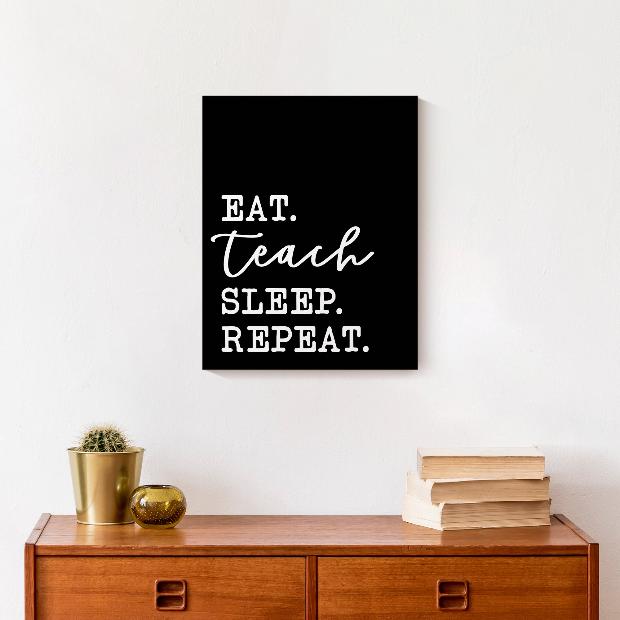 Trinx Teach Sleep Repeat - Unframed Textual Art Print on Canvas | Wayfair