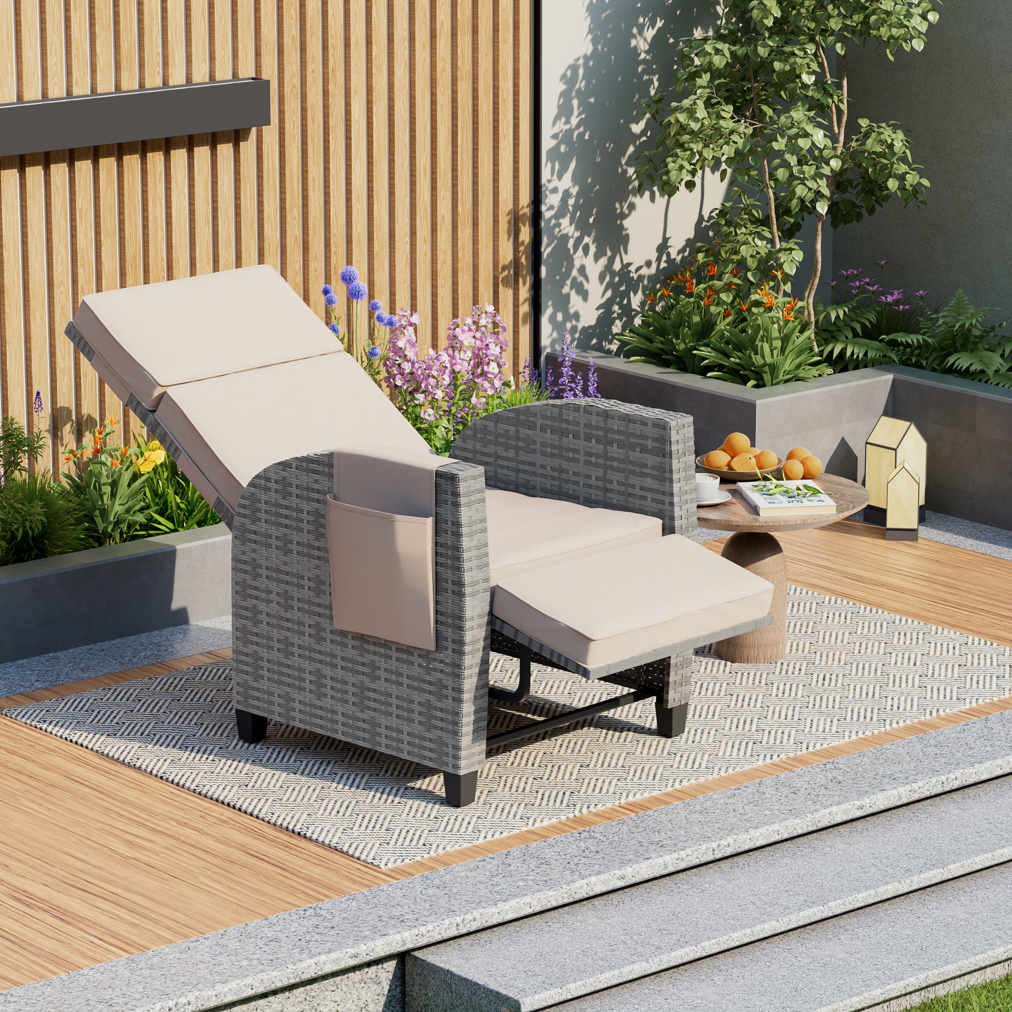 Winston Porter Outdoor Recliner Chair, Reclining Patio Chairs With ...