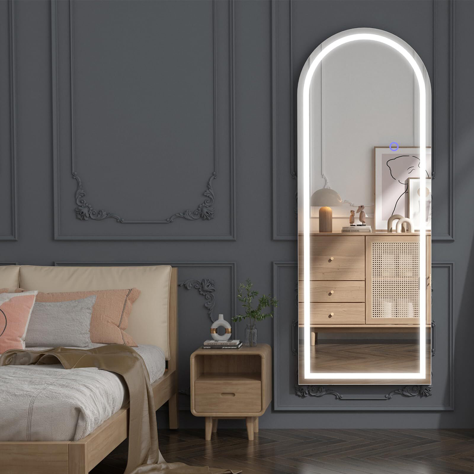 Homhougo Arched Led Full Body Floor Mirror | Wayfair