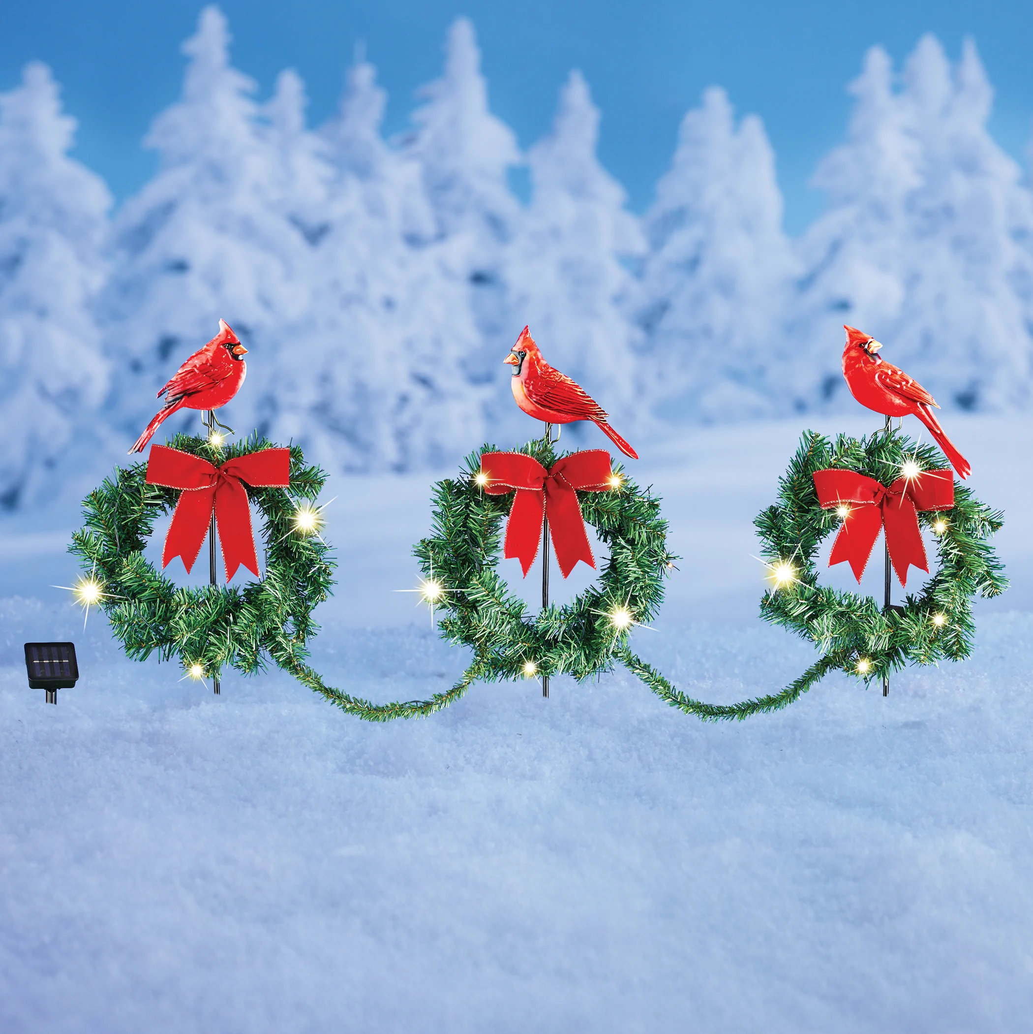 The Holiday Aisle® Set 3 Solar Cardinal Stak | Wayfair
