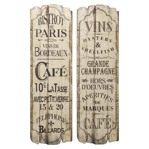 Ophelia & Co. Paris Paris Café On Wood 2 Pieces Textual Art & Reviews ...