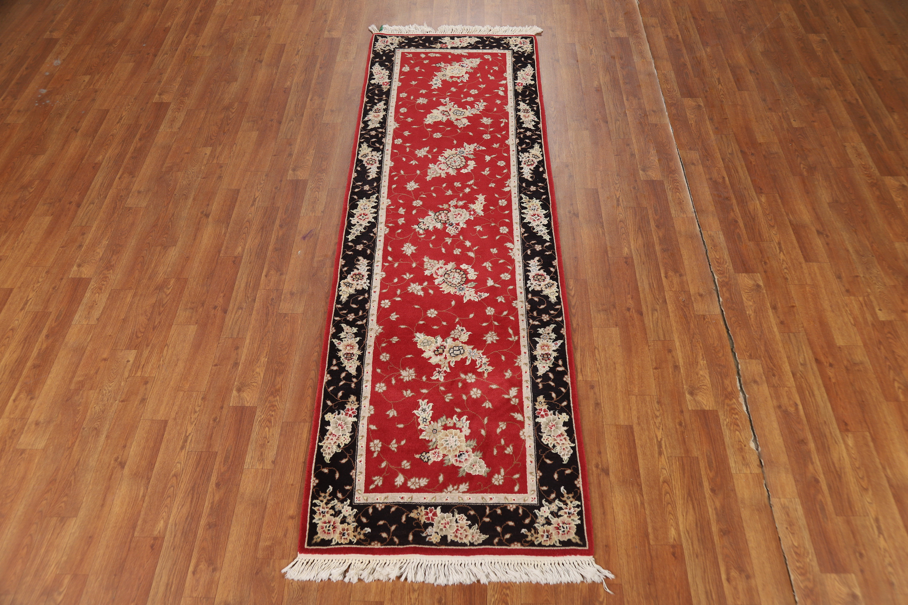 Bloomsbury Market Wool & Silk Red Floral Traditional Chinese Runner Rug ...
