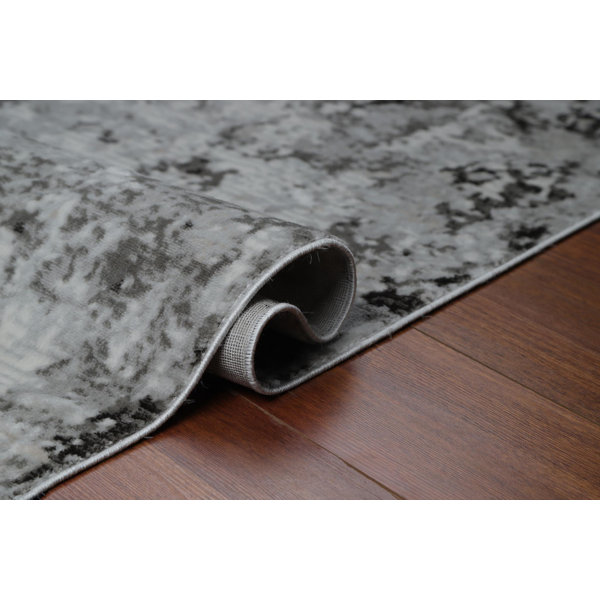 17 Stories Aeryanna Abstract Gray/Black Area Rug | Wayfair