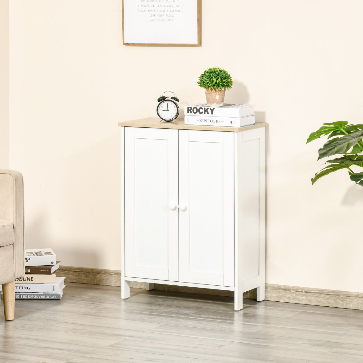 Wrought Studio Storage Cabinet, Double Door Cupboard With 2 Adjustable ...