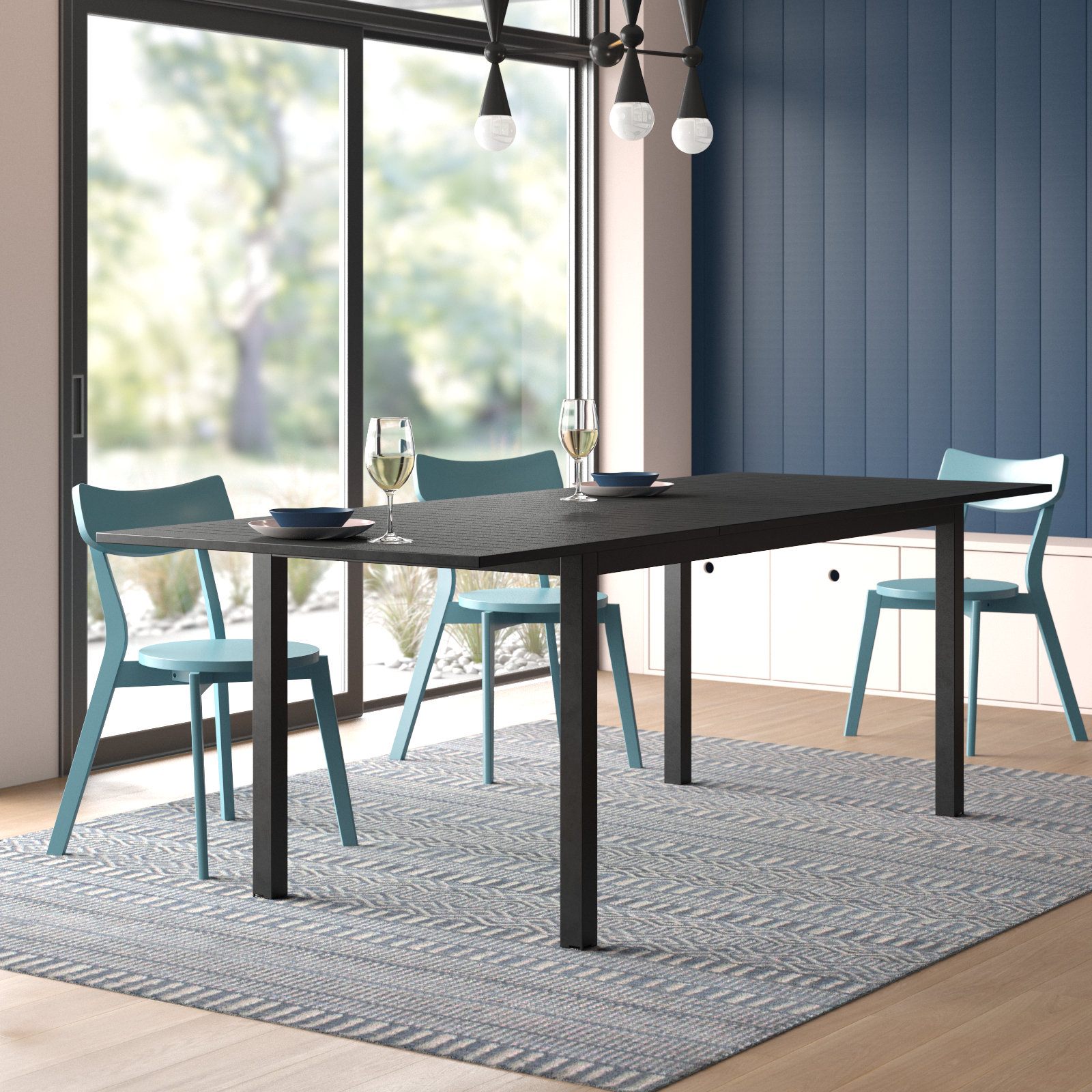 Wade Logan Kamilah 94.5" Aluminum Patio Extendable Dining Table ...
