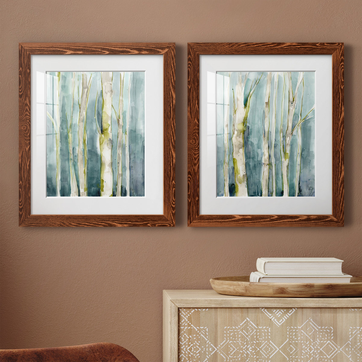 Millwood Pines Treeline Watercolor I - 2 Piece Picture Frame Painting ...