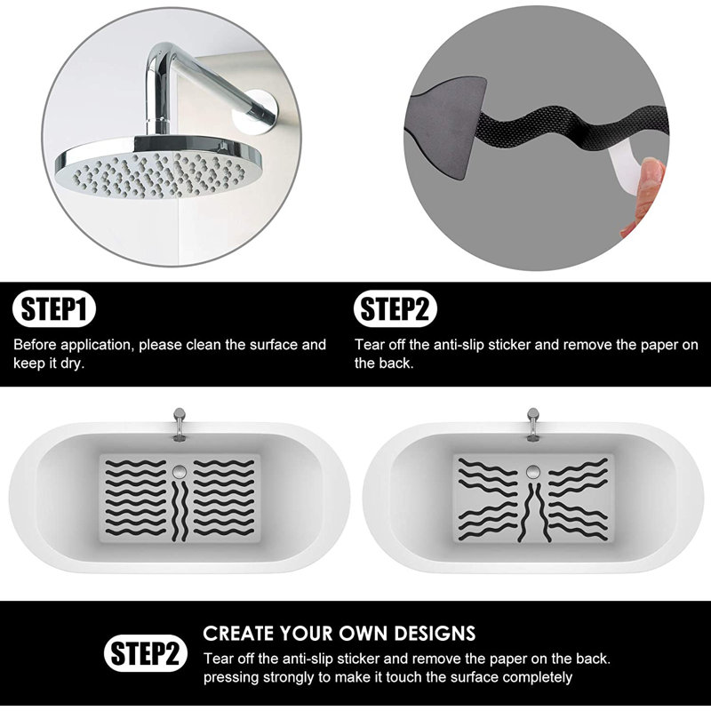 George Oliver Dorree Anti-Slip Shower Stickers 24 PCS Bathtub Strips ...