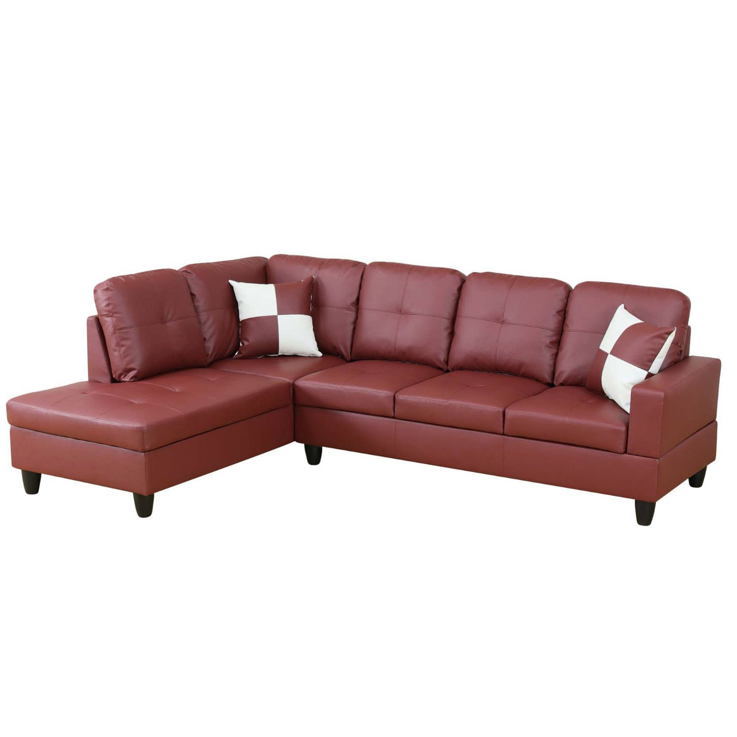 House of Hampton Faux Leather L-Shaped Couch, Modern Sectional Couches ...