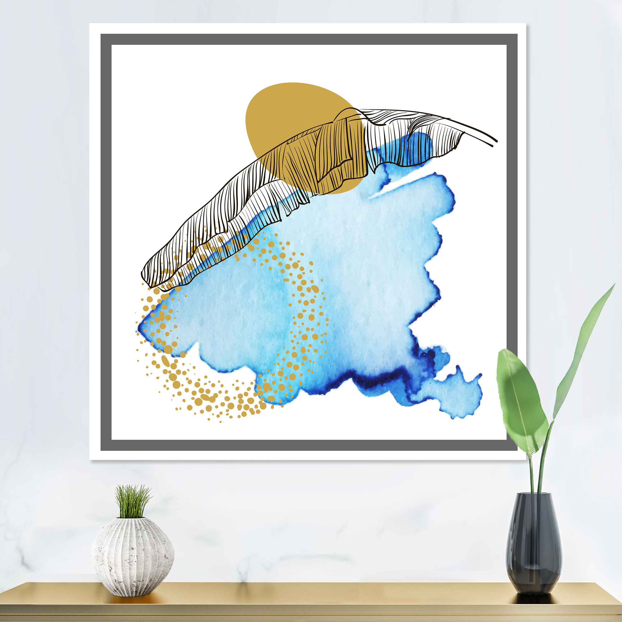 Wrought Studio™ Blue Stain Line Drawing - Modern & Contemporary Canvas ...