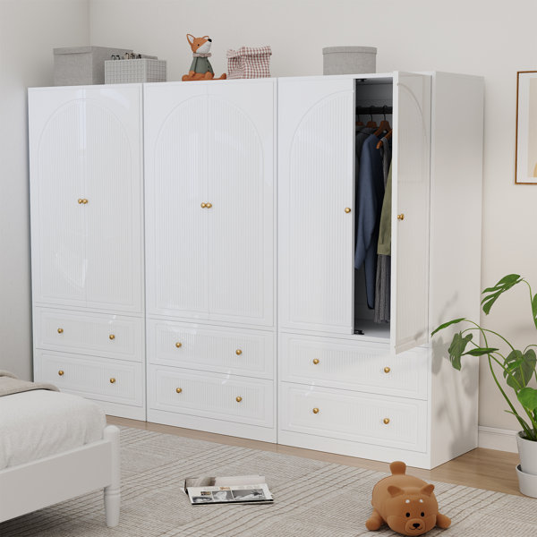 PPorfamilia Freestanding Bedroom Armoire Wardrobe With 2 Drawers | Wayfair