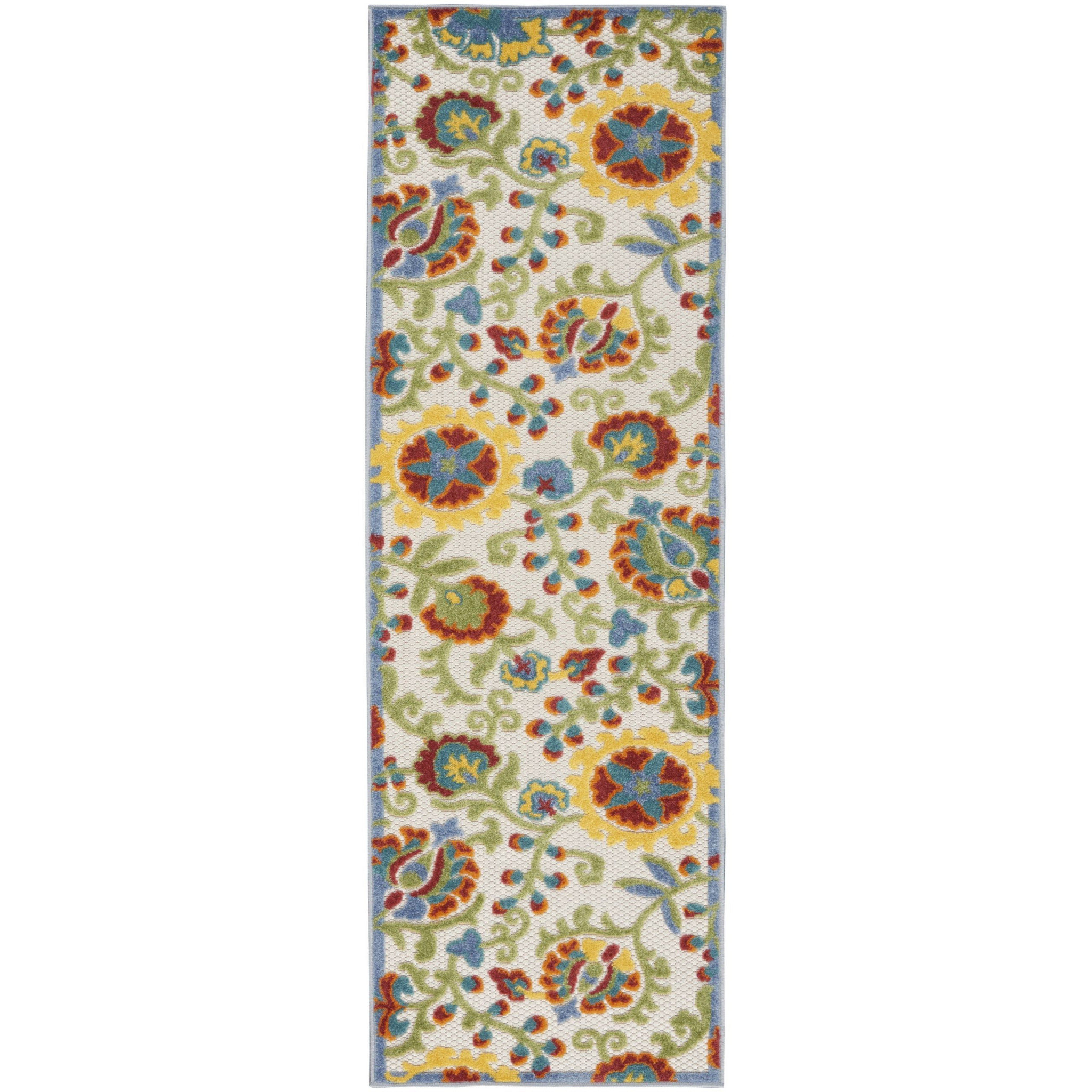 Alcott Hill® 2' X 8' Ivory Toile Non Skid Indoor Outdoor Runner Rug ...