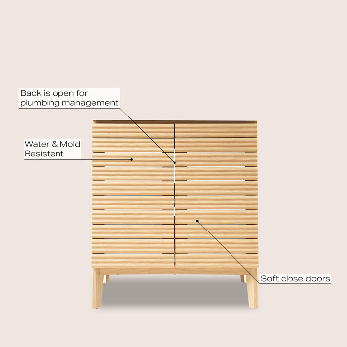 Jonathan Y Calandre 30" Slat Modern Farmhouse 2-Shelf Bath Vanity ...