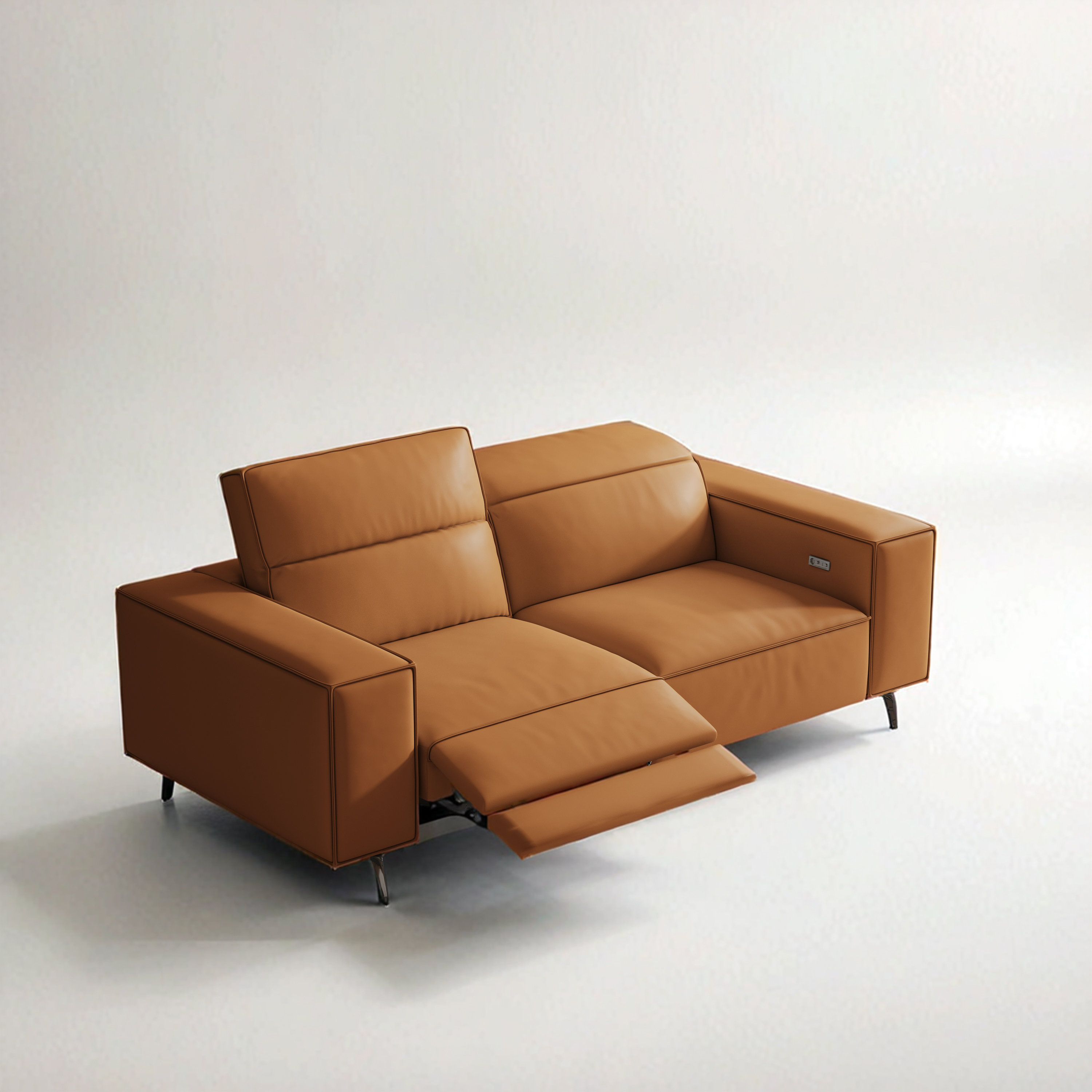 Luck Live 76.77'' Modern Leather Recliner Sofa With Power Reclining ...