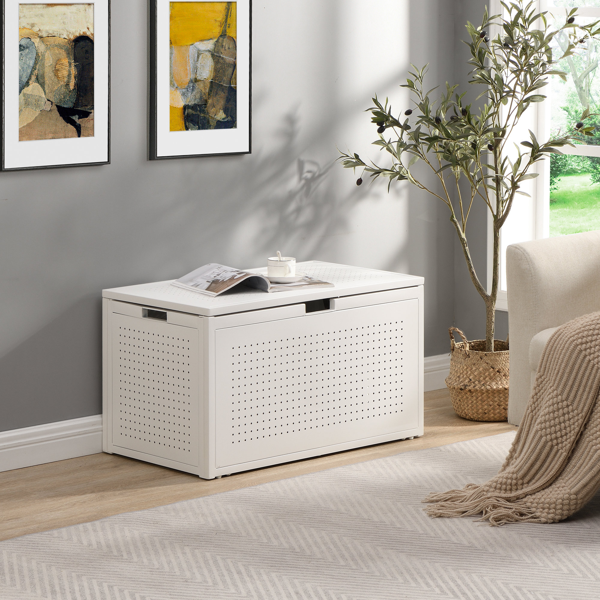 Ebern Designs Elphaba 29.13" W Heavy-Duty Metal Sheet Accent Storage ...