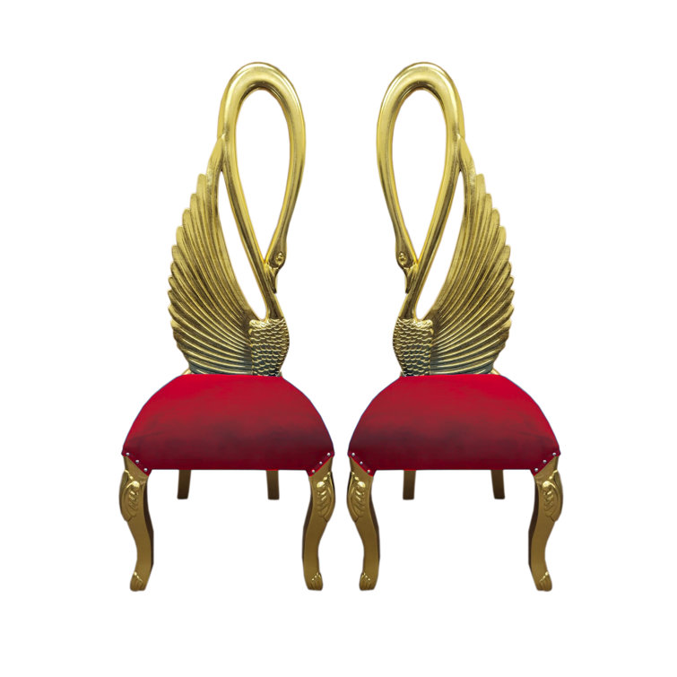 Rosdorf Park Infinity Gold Swan Chairs With Upholstery | Wayfair