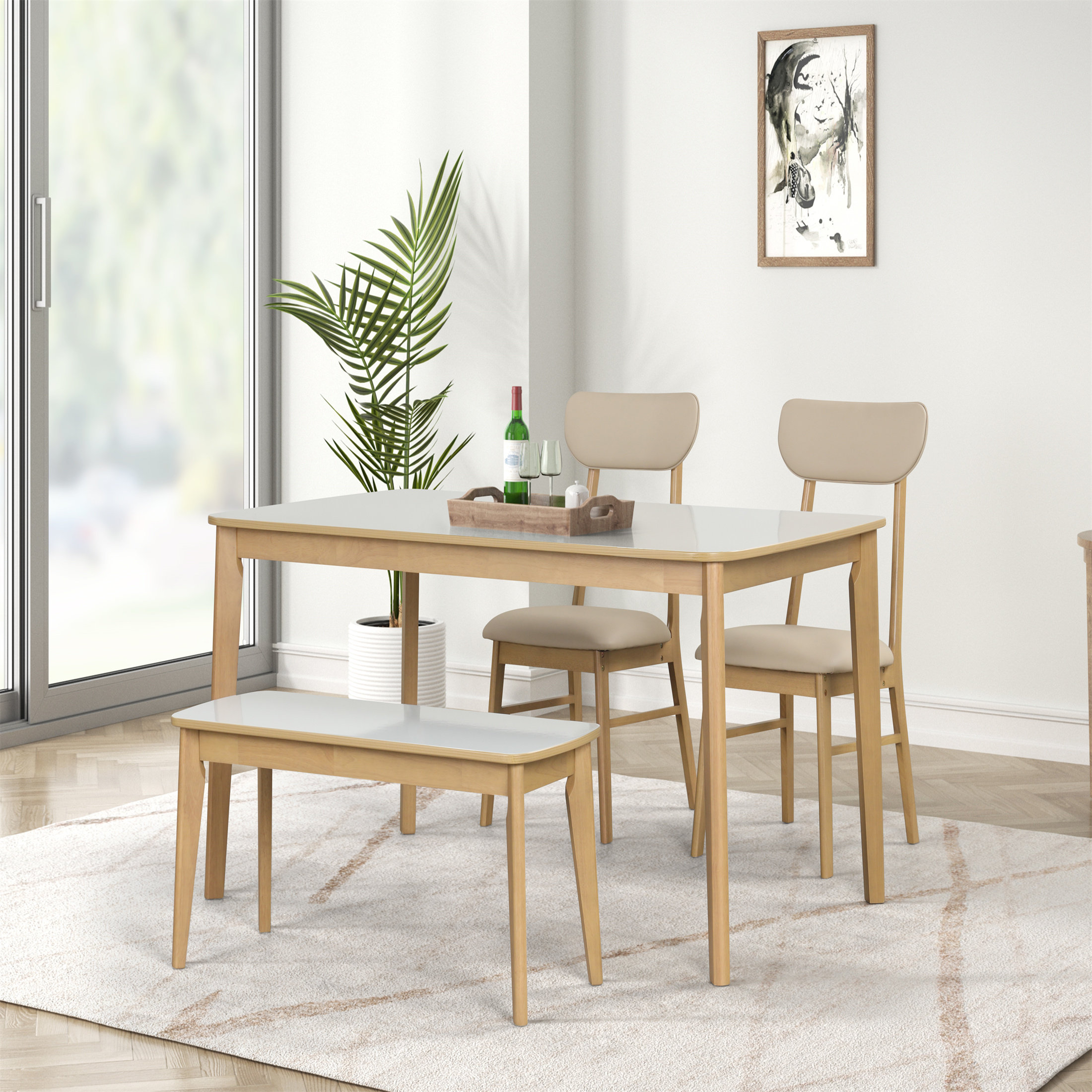 Latitude Run® 6-piece Dining Table Set, One Table One Bench and Four ...