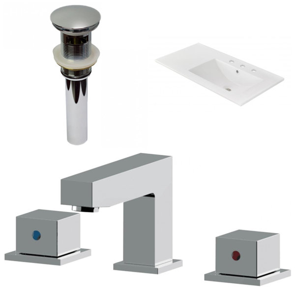 Plumbing N Parts Lavabo de salle de bain rectangulaire en céramique ...