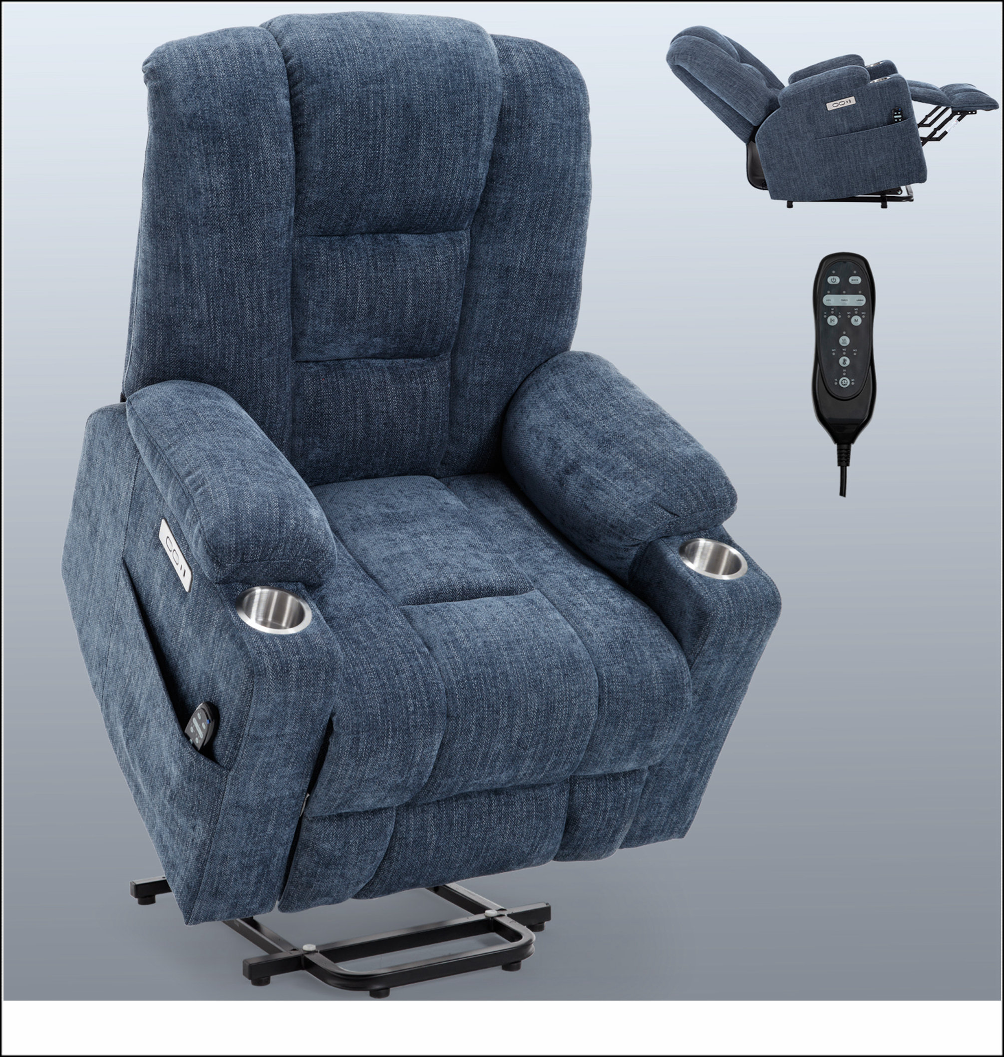 Latitude Run® Large Power Lift Recliner Chair with Massage and Heat for ...