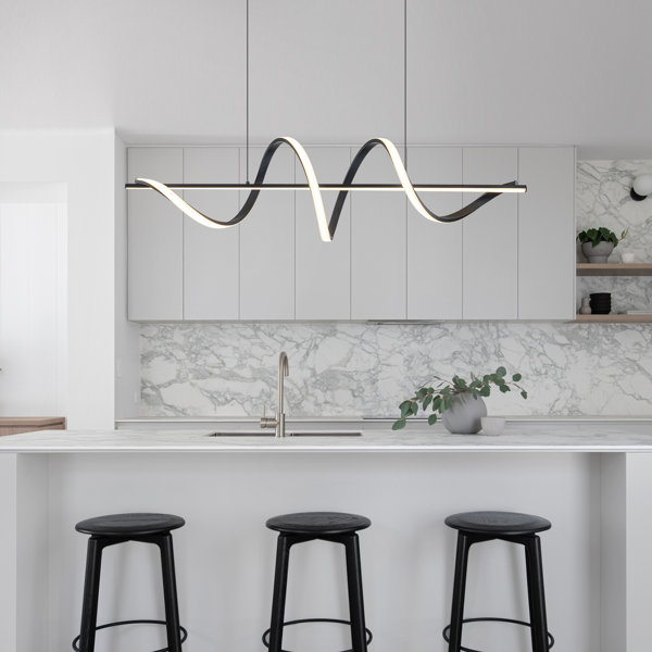 Ivy Bronx Jamaya 2 - Light Curved LED Kitchen Island Pendant | Wayfair