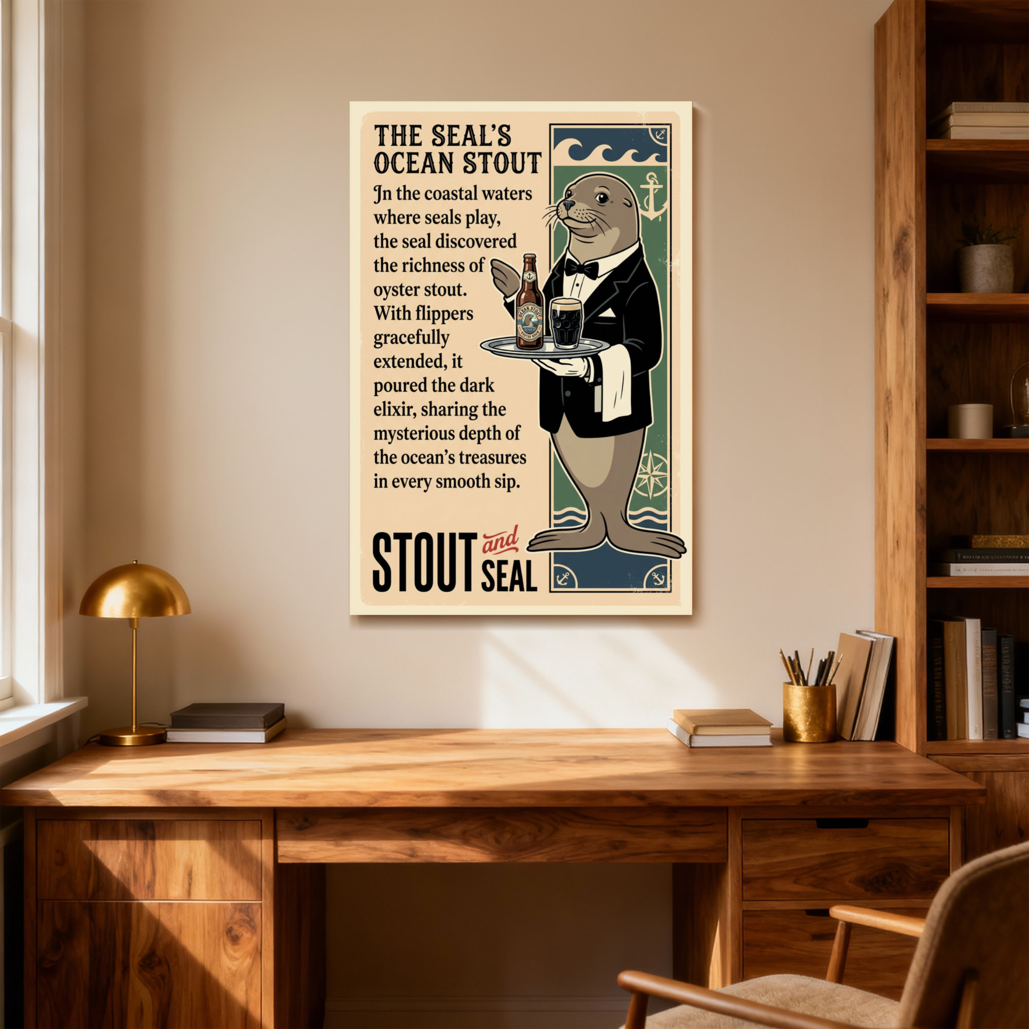Red Barrel Studio® Fashion Seal In Tuxedo Holding Beer Tray | Wayfair
