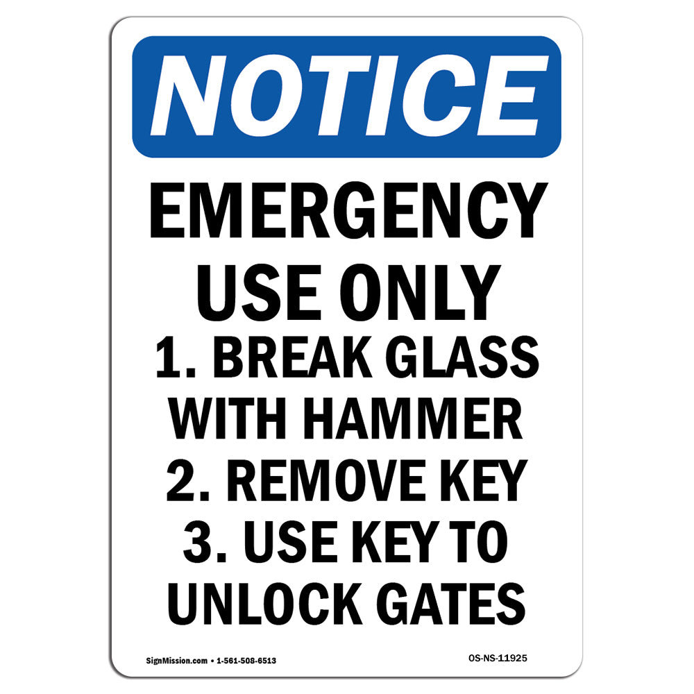 SignMission Emergency Use Only Break Glass Sign | Wayfair