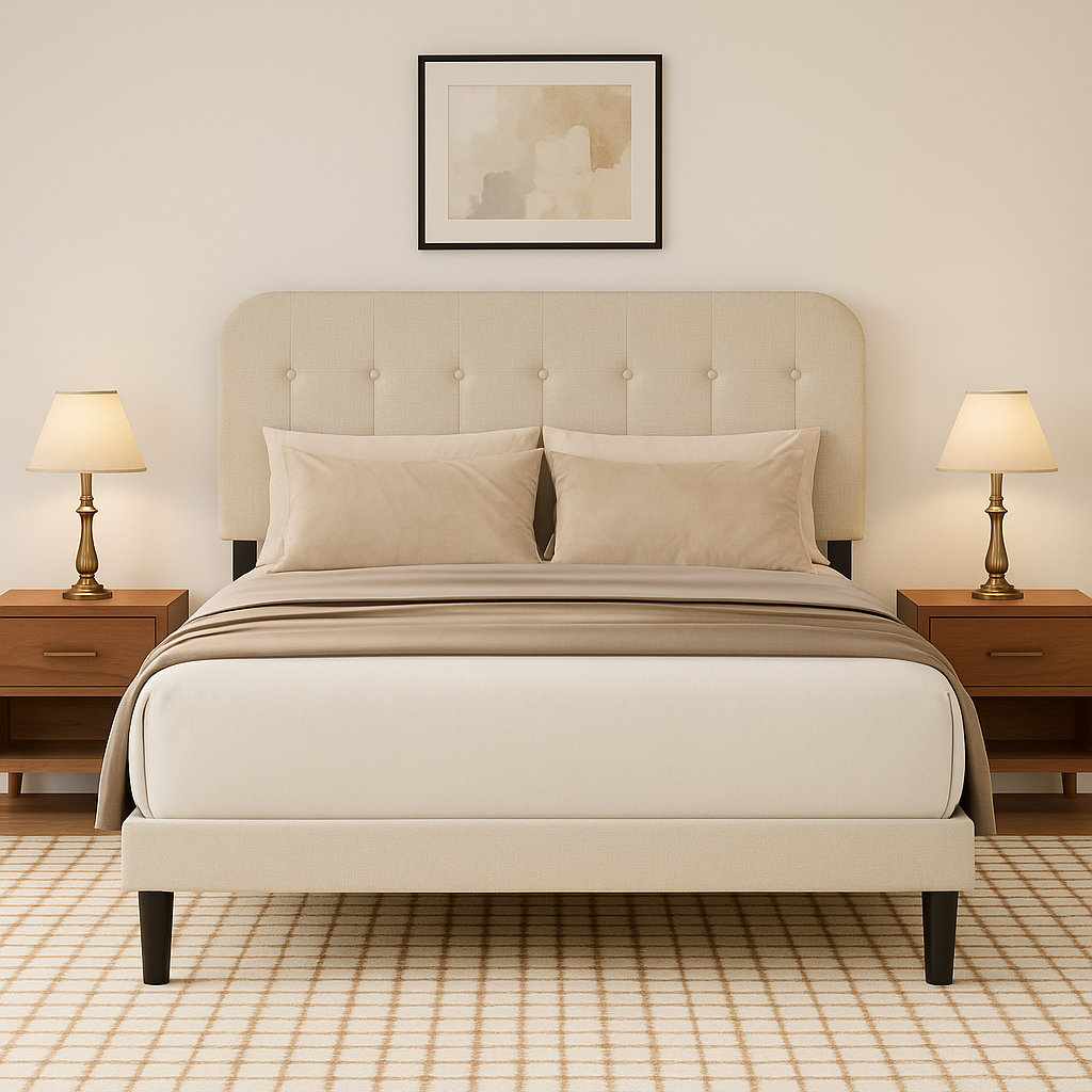 Winston Porter Upholstered Platform Bed Frame With Adjustable Tufted ...