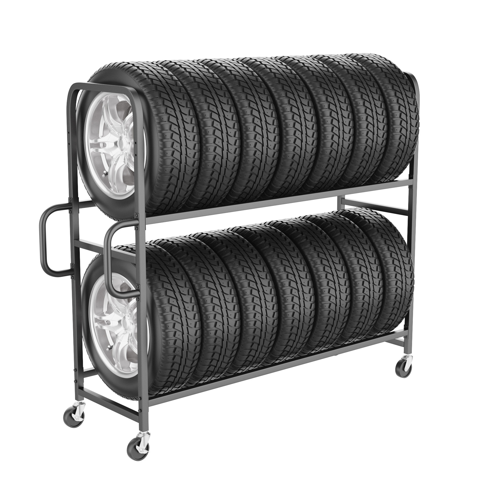17 Stories Adjustable Tire Storage Rack , 500lb Load RatingRolling Tire ...