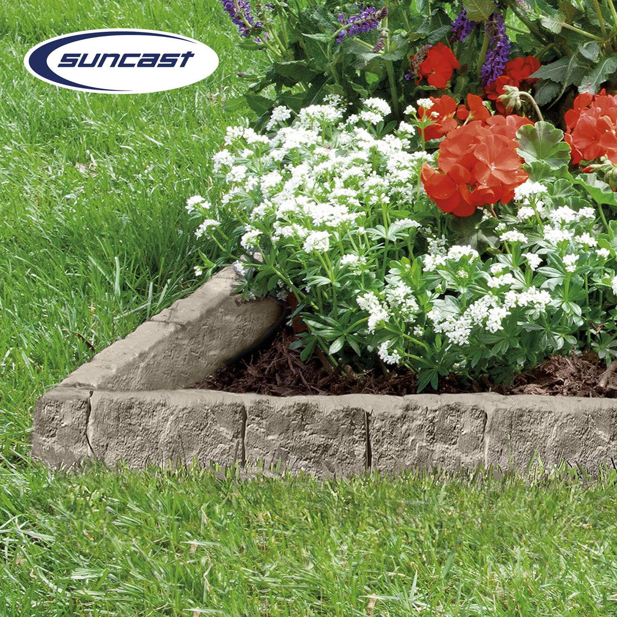 Suncast 10 Piece Landscape Design Border Decorative Rock Stone Edging ...