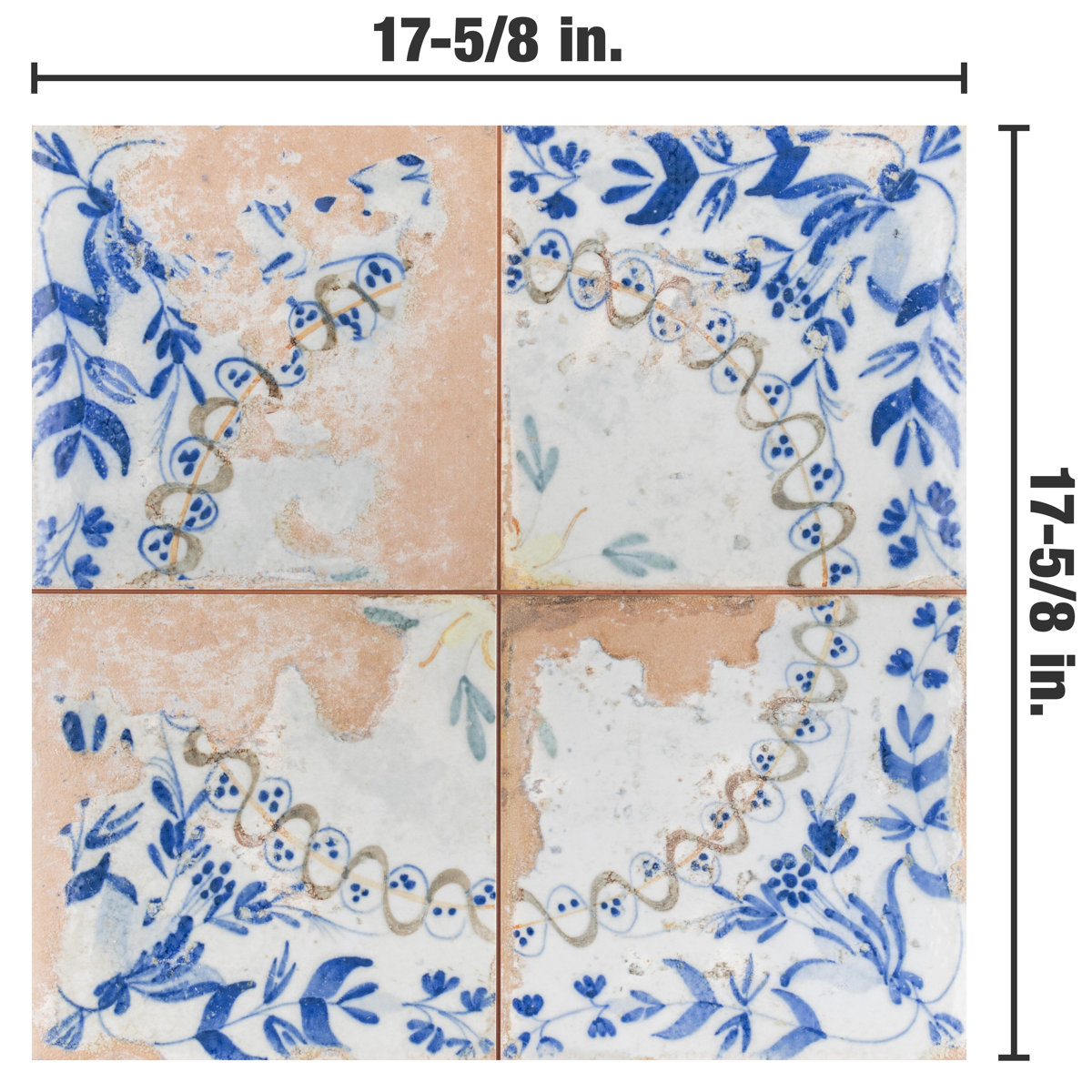 Merola Tile Kings Luxe Heritage 17.63" x 17.63" Ceramic Patterned Wall ...