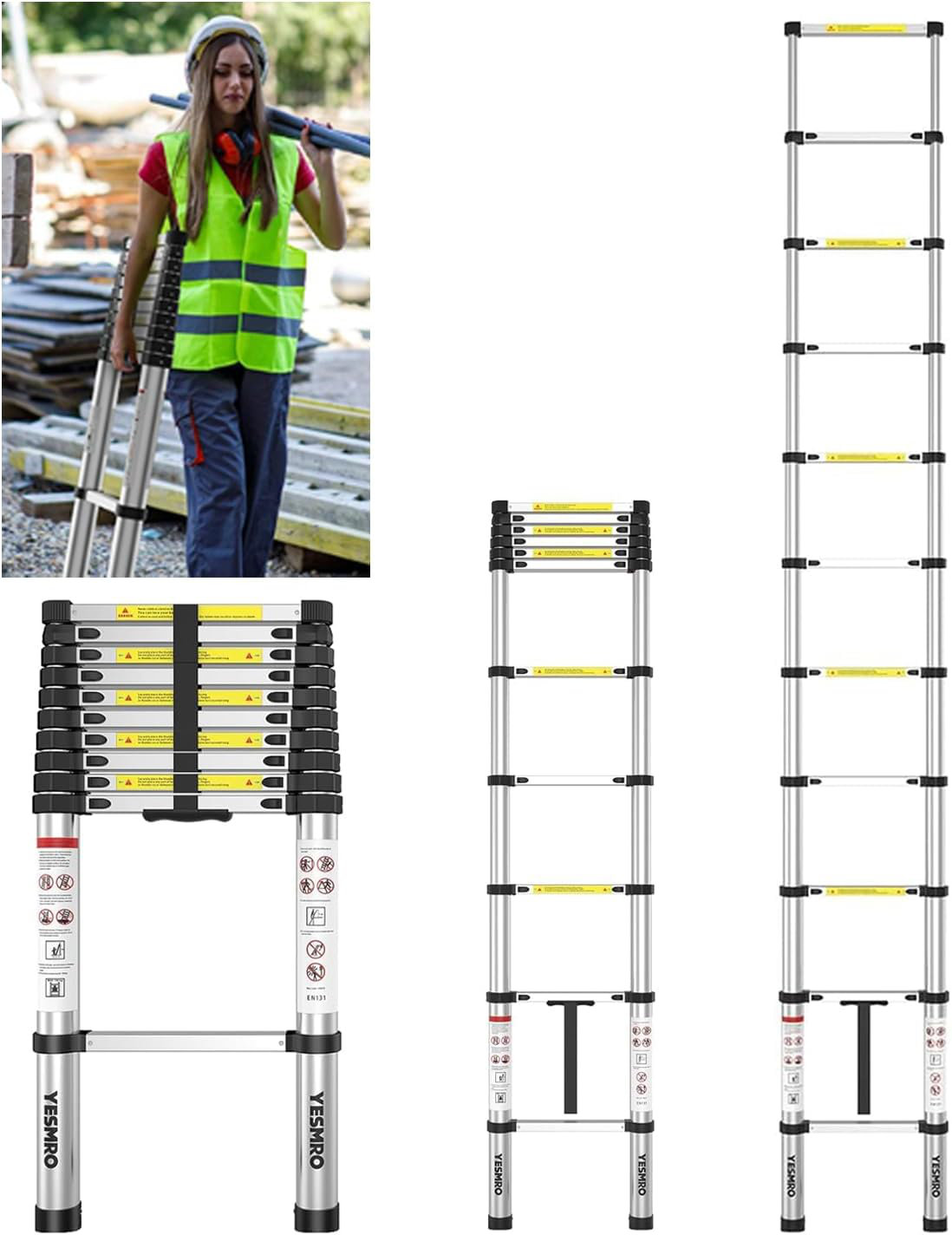 WFX Utility™ Aluminum Lightweight Extension Ladder With Non-Slip Feet ...