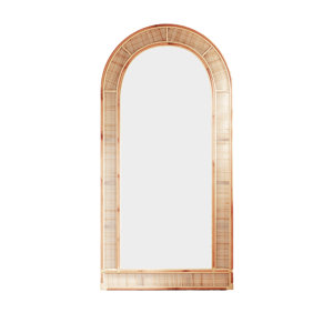 Bayou Breeze Antrel Arch Floor Mirror, Boho Rattan Full Length Mirror ...