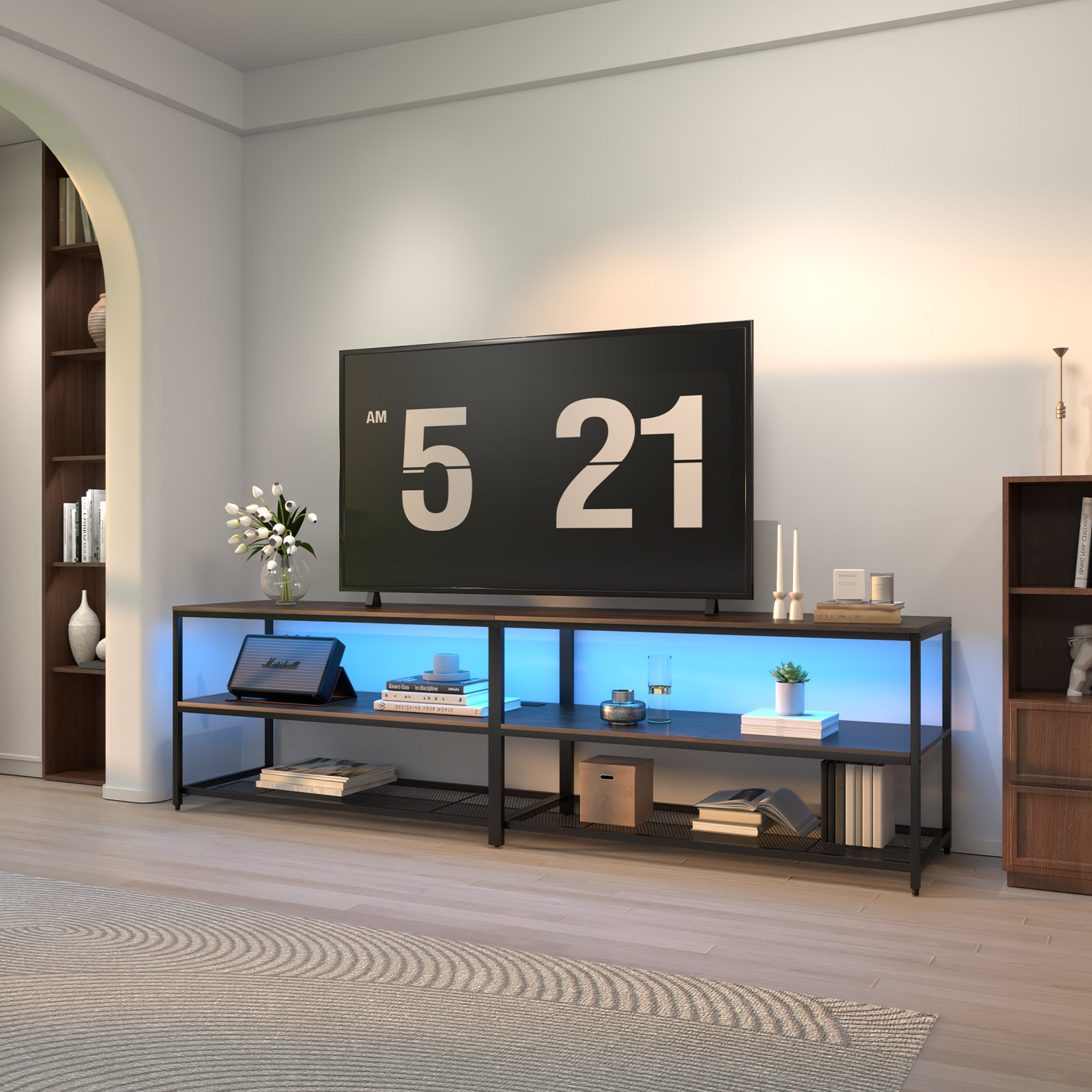17 Stories Long 63" TV Cabinet,Rustic Brown | Wayfair