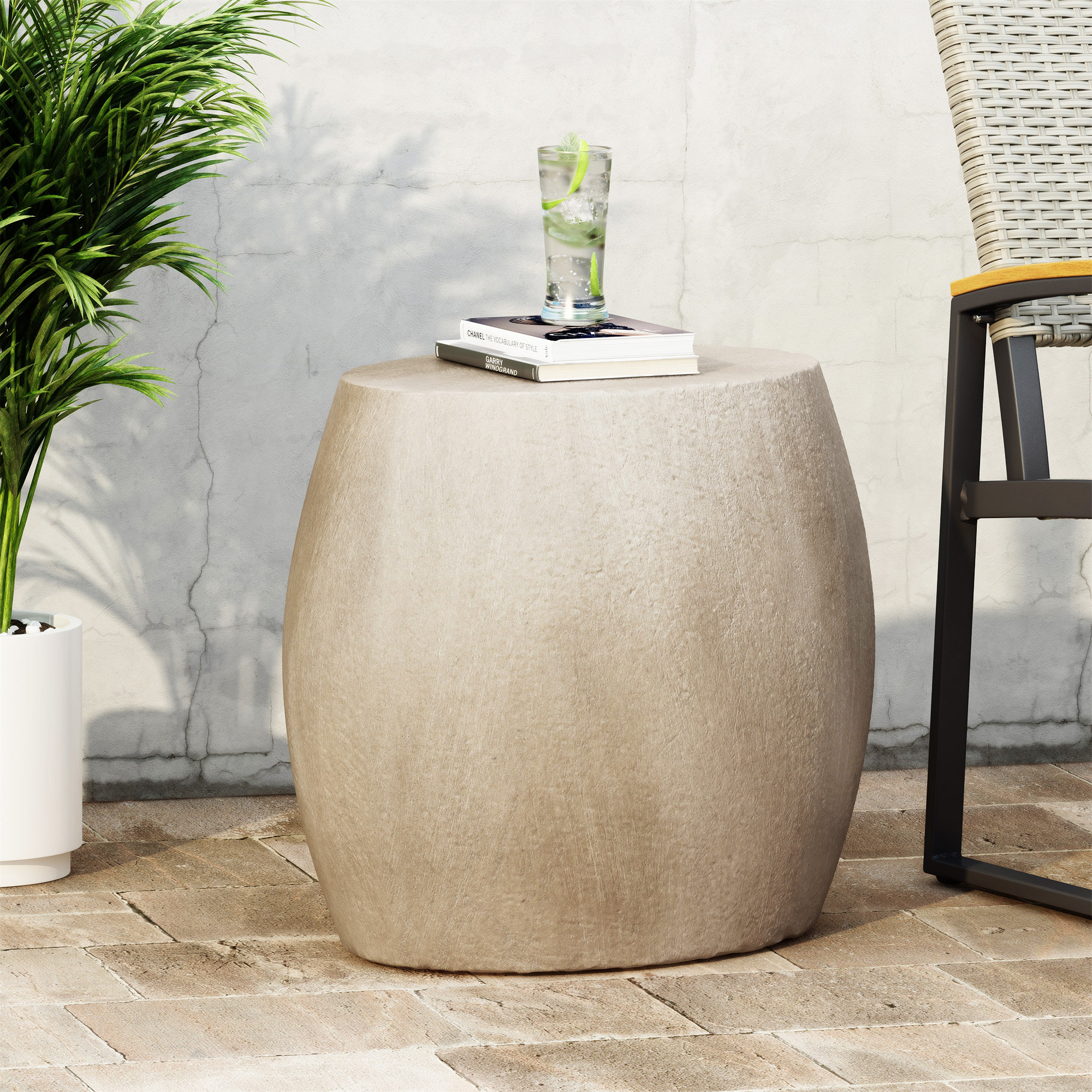 17 Stories Outdoor/Indoor Lightweight Concrete (MGO) Oval Side Table ...
