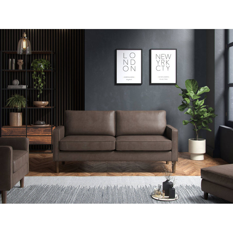 17 Stories Taianna 3 Seater Sofa Faux Leather Brown | Wayfair.co.uk