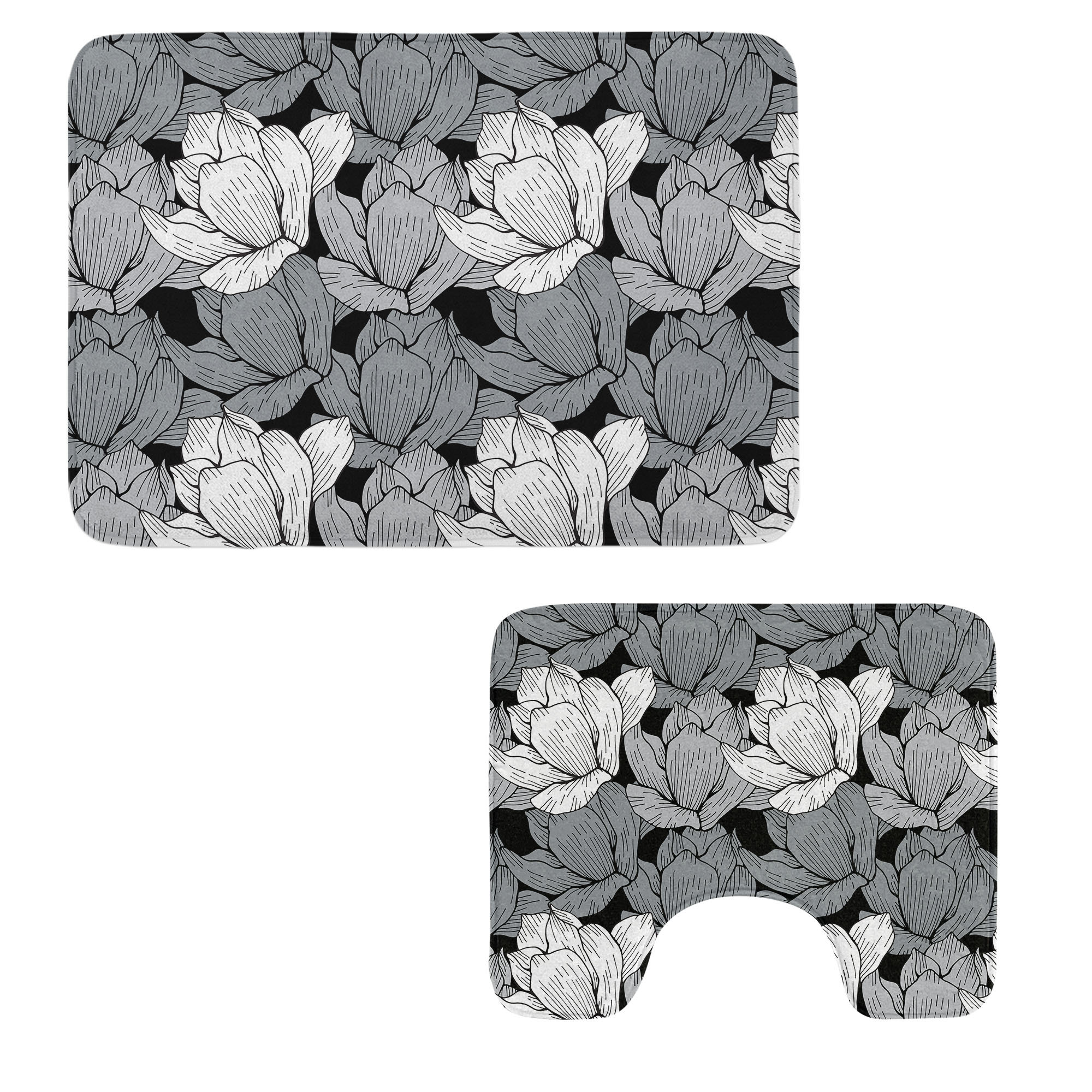 George Oliver Black and Grey Bathroom Rug Set 2 Pieces Rectangle ...