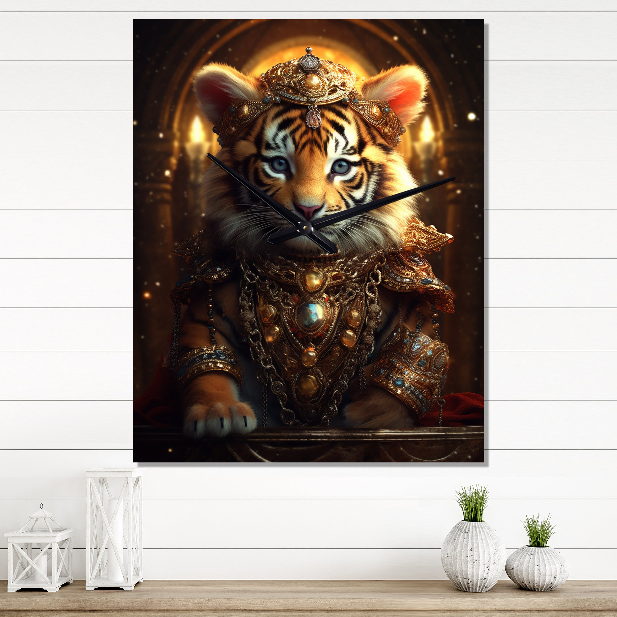 Design Art Cute Little Royal Tiger - Animals Tiger Very Wall Clocks ...