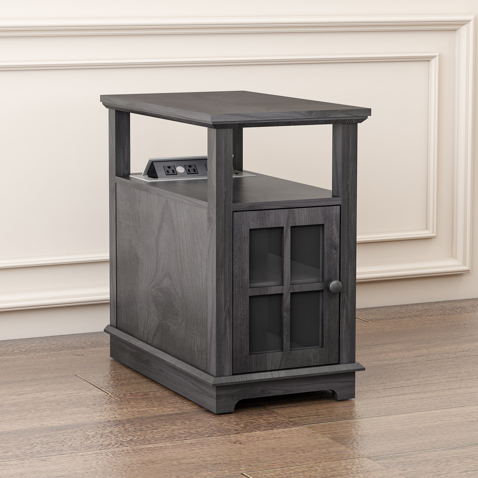 Winston Porter Algol Tray Top Black End Table with Storage and Fast ...