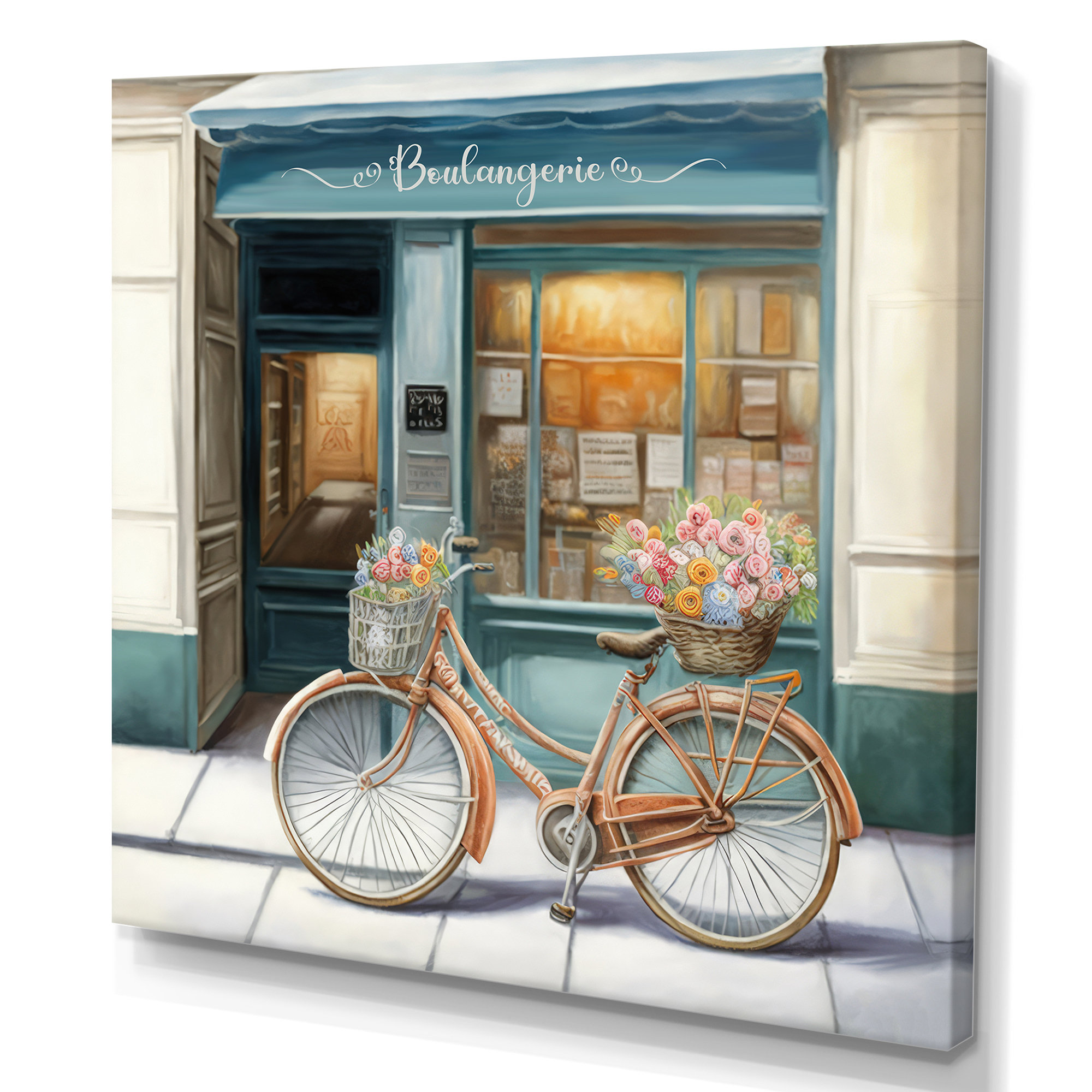 Latitude Run® Bicycle In Front A French Bakery III - Cityscapes Canvas ...