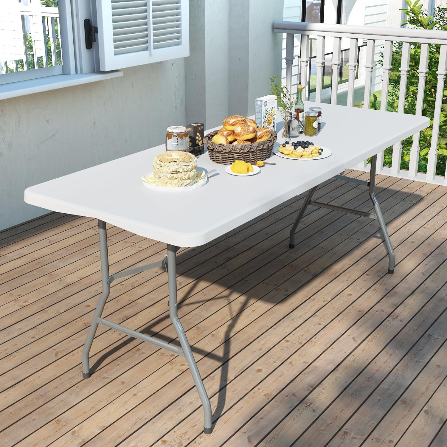 BLASIVE Foldable Table 6Ft Plastic Folding Table Portable Heavy Duty ...