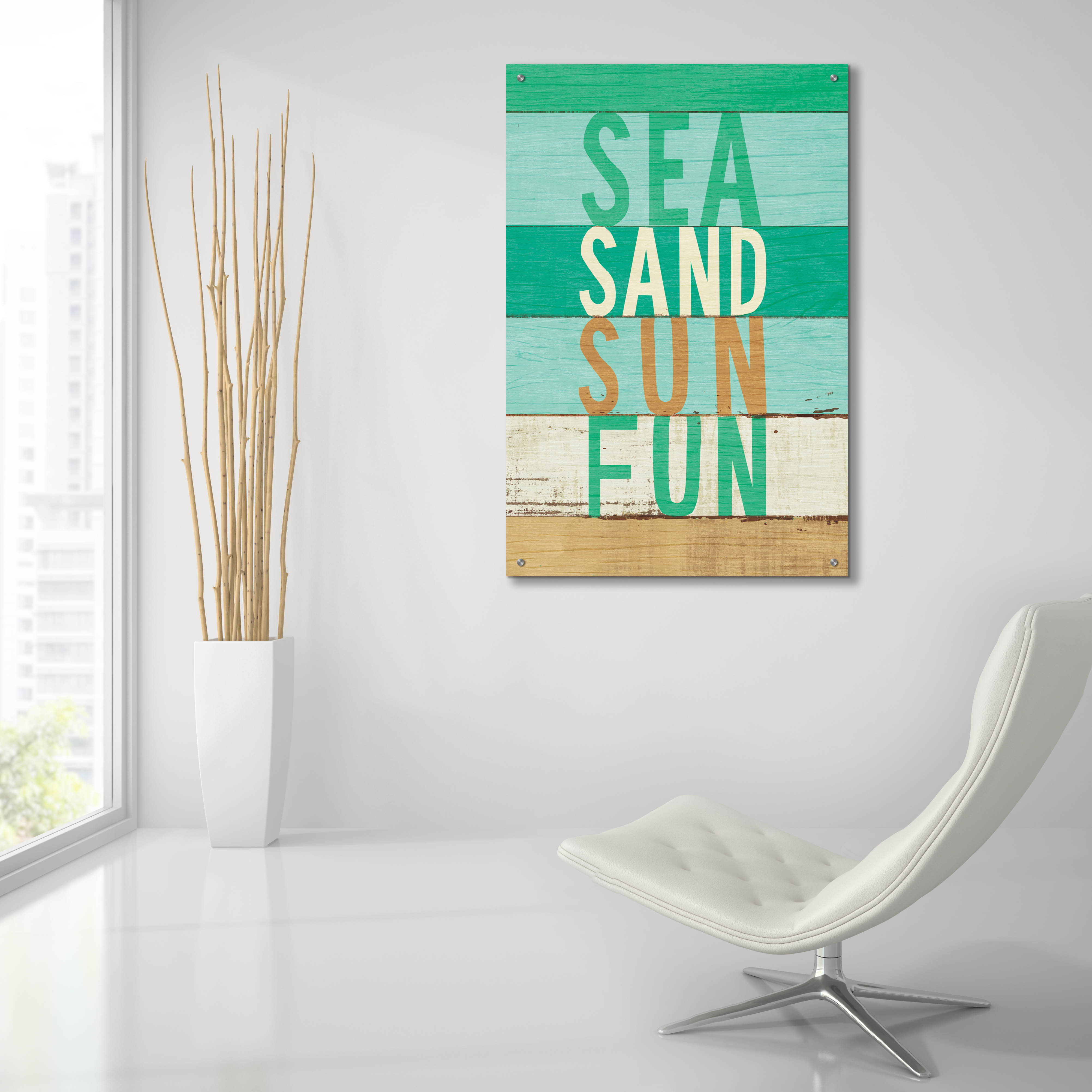 Epic Art 'Beachscape Inspiration Viii Green' by Michael Mullan Acrylic ...
